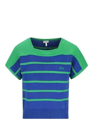 Loewe Striped Anagram-embroidered Sweater - Blue