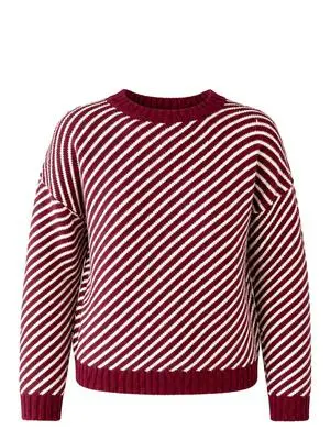 Mind Traveler Diagonal Stripe Knit Jumper - Red