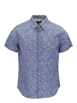 LORDS OF HARLECH Tim Floral Field Printed Button Up Shirt - Blue