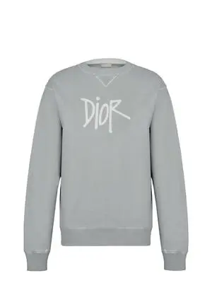Dior X Shawn Stussy Garment-dyed Sweatshirt - Grey