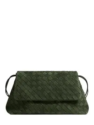 Bottega Veneta Suede Intrecciato Shoulder Bag - Multicolor