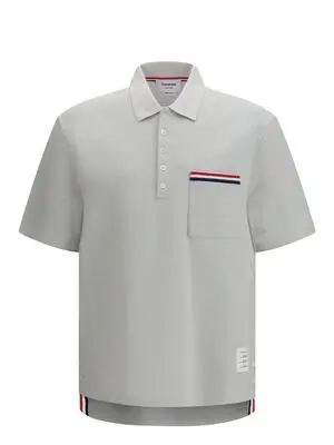 Thom Browne Short-sleeve Polo With Chest Pocket - Gray