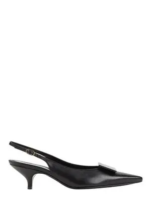 Celine Signature Pointed Toe Slingback With 50 Mm Heel - Black