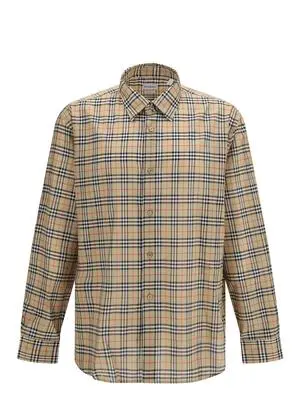 Burberry Check All-over Cotton Shirt - Cream