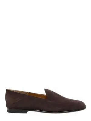 TOD'S Cuoio Sabot Pantofola Lettering Loafers - Brown