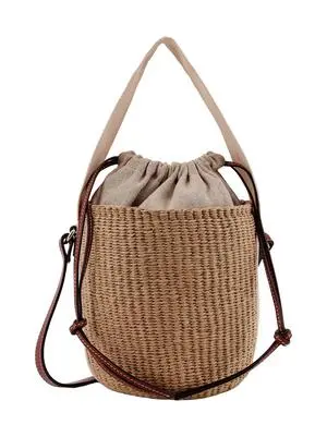 Chloé Woody Raffia Bucket Bag - White