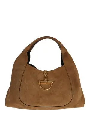 Gucci Suede Horsebit Shoulder Bag - Brown