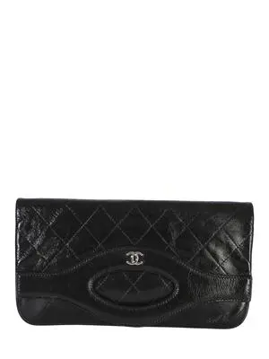 CHANEL Chanel Quilted Shiny Calfskin Fold Clutch