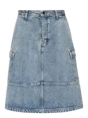 Balenciaga A-line Cargo Denim Skirt - Blue