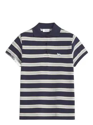 Maison Kitsuné Baby Fox Patch Striped Polo Shirt - Black