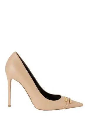 Elisabetta Franchi Logo Pointed High Heels - Camel