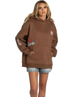 THE WILD COLLECTIVE New York Yankees Oversized Hoodie - Brown