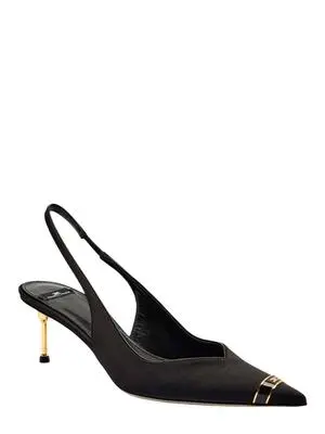 Elisabetta Franchi Pointed-toe High-heeled Sandals With Gold Detailing - Black