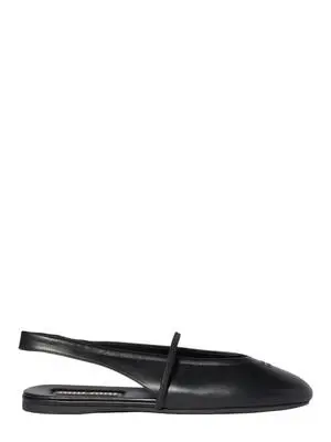 Miu Miu Leather Slingback Ballerinas - Black