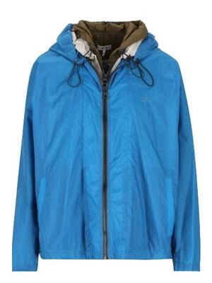 Loewe Logo Zip-up Hooded Jacket - Blue