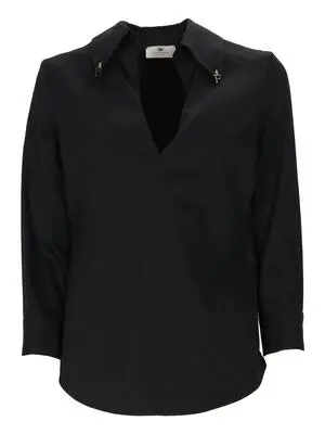 Elisabetta Franchi Stretch Shirt With Gold-tone Hardware - Black