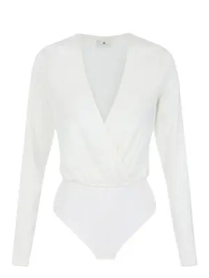 Elisabetta Franchi V-neck Ribbed Knit Bodysuit - Ivory