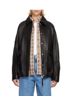 RÓHE Long Sleeve Leather Jacket - Black