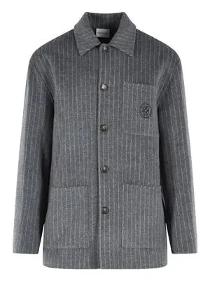 Drole De Monsieur Drôle De Pinstripe Overshirt - Grey