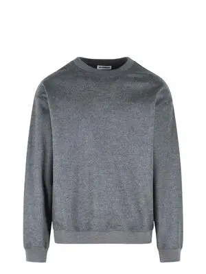 JIL SANDER Crewneck Sweatshirt With Ribbed Trim - Grey
