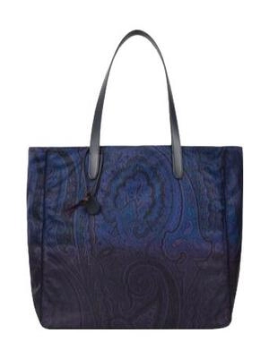 Etro Unfold Me Nylon Tote Bag With Degradé Arnica Motif - Blue