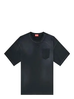 DIESEL® Faded T-shirt With Ripped Pocket Detail - Black