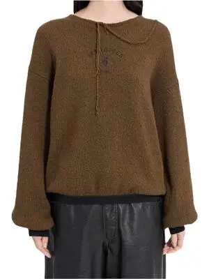 MAISON MARGIELA Cotton Knit Jumper With Voluminous Sleeves - Khaki