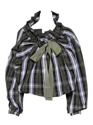 PATOU Patou High Neck Lantern Sleeve Bow Detail Top No