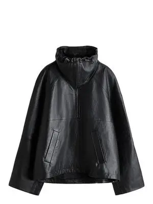 RÓHE Long Sleeve Leather Jacket - Black
