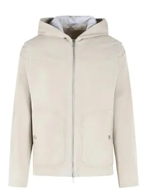 Eleventy Long Sleeve Hooded Zip Up Jacket - Beige