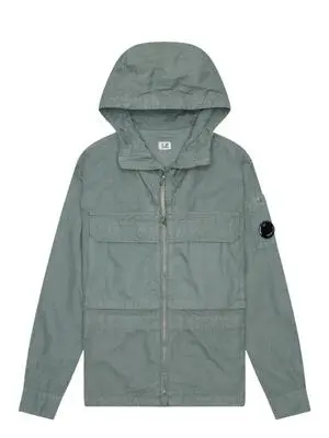 C.P. COMPANY Hooded Zip-up Jacket With Chest Pocket - Gray
