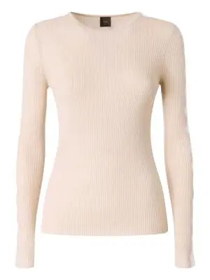 Pinko Ribbed Sweater With Lace Cuffs - Grey