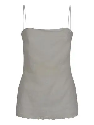 Magda Butrym Magda Butrym Embroidered Lace Trim Top Gray
