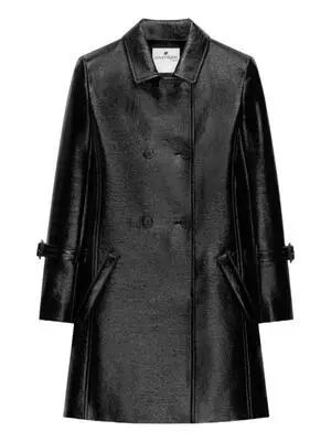 COURREGES Double-breasted Vinyl Coat - Black