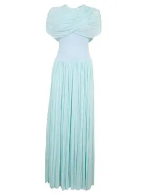 Simkhai Round Neck Pleated Maxi Dress - Blue