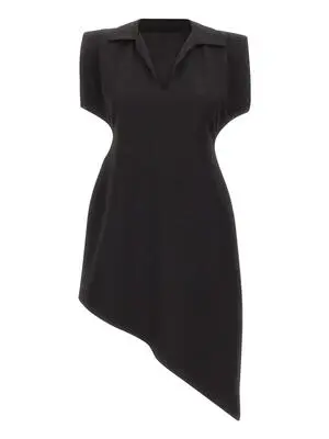 KAOS Asymmetric Sleeveless V-neck Dress - Black