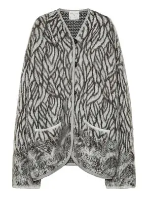 FORTE_FORTE Brushed Patterned Jacquard Cardigan - Jade