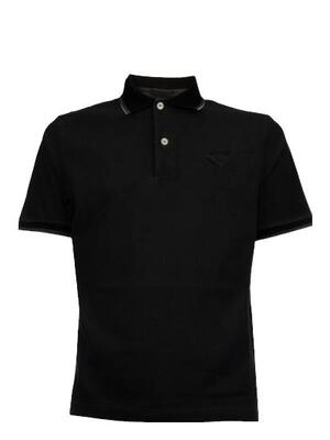 Prada Logo-patch Short-sleeve Polo Shirt - Black