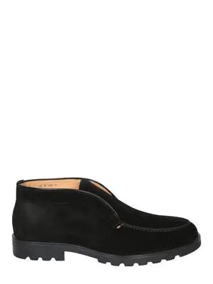 Santoni Round Toe Slip-on Loafers With Grooved Sole - Black