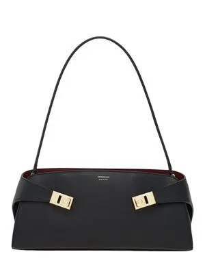 FERRAGAMO Hug E/w Leather Shoulder Bag - Black