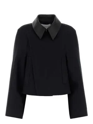 Givenchy Cotton And Wool Blend A-line Jacket With Classic Collar - Blue