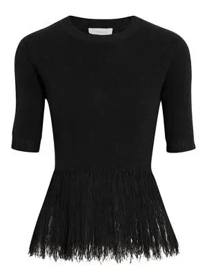 Rabanne Fringed Linen Top - Black