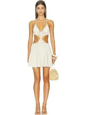 Retrofete Aisola Crochet Dress In Neutral - Bone