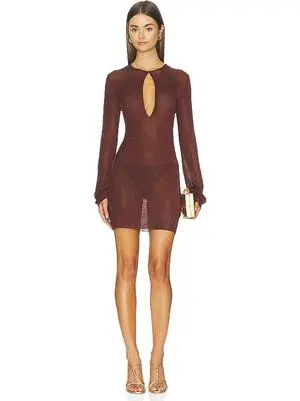 SEROYA Emeri Metallic Knit Mini Dress - Rust