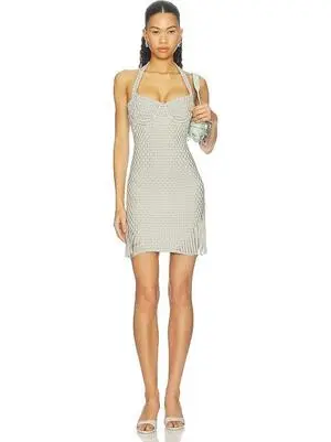 ISA BOULDER Metallic Woven Fringe Mini Dress - Silver