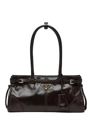 Prada Bonnie Medium Handbag In Dark Calf Leather - Brown