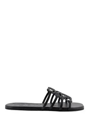 Loewe Anagram Petal Leather Sandals - Black