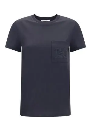 Max Mara Max Mara Papaia Cotton T-Shirt With Monogram Detail Black