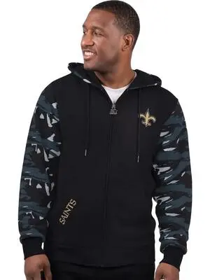 STARTER New Orleans Saints Gridiron Full-zip Hoodie - Black