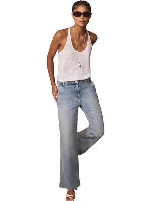 REISS Addie Petite Wide-leg Jeans - Light Blue